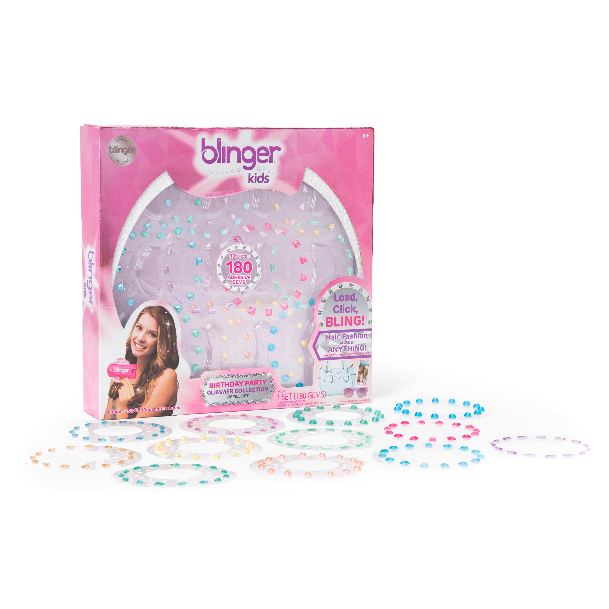 blinger® Glimmer Collection Refill Set with 180 Colorful Acrylic Rhine