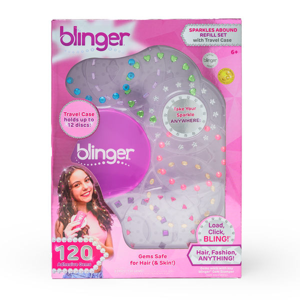 blinger® Sparkles Abound 120 Colorful Hair-Safe Gems with blinger® Tra